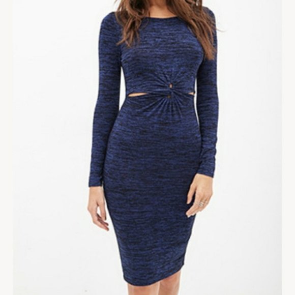 Forever 21 | Dresses | Nwt Forever 2 Knot Front Midi Sweater Dress Blue ...